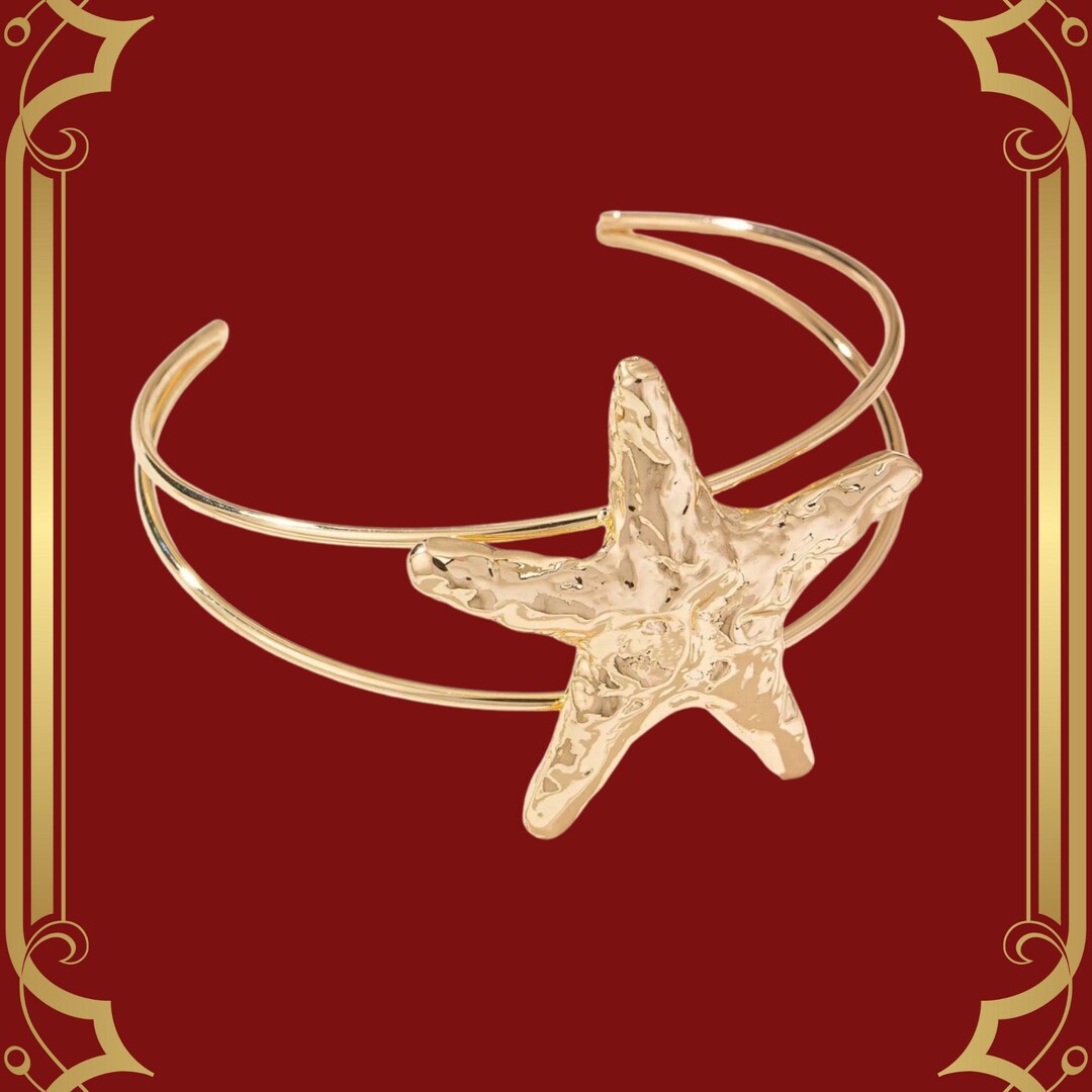 Gold Starfish Arm Cuff: Beach Boho Statement Bangle - Etsy