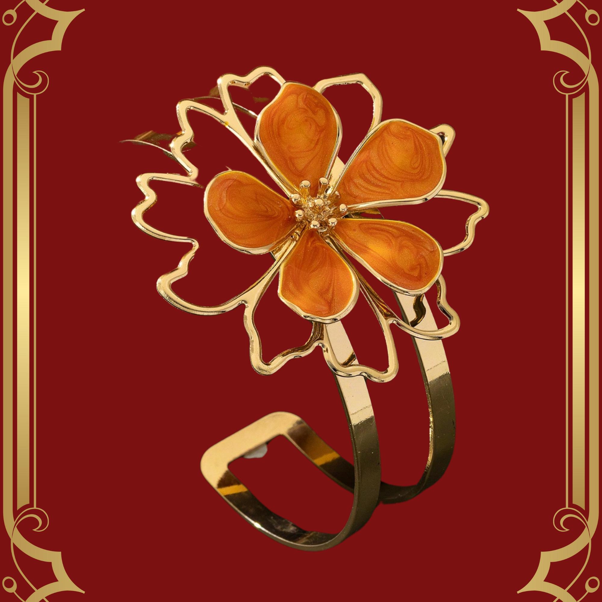 Gold Orange Flower Arm Cuff Bracelet: Boho Festival Armlet - Etsy