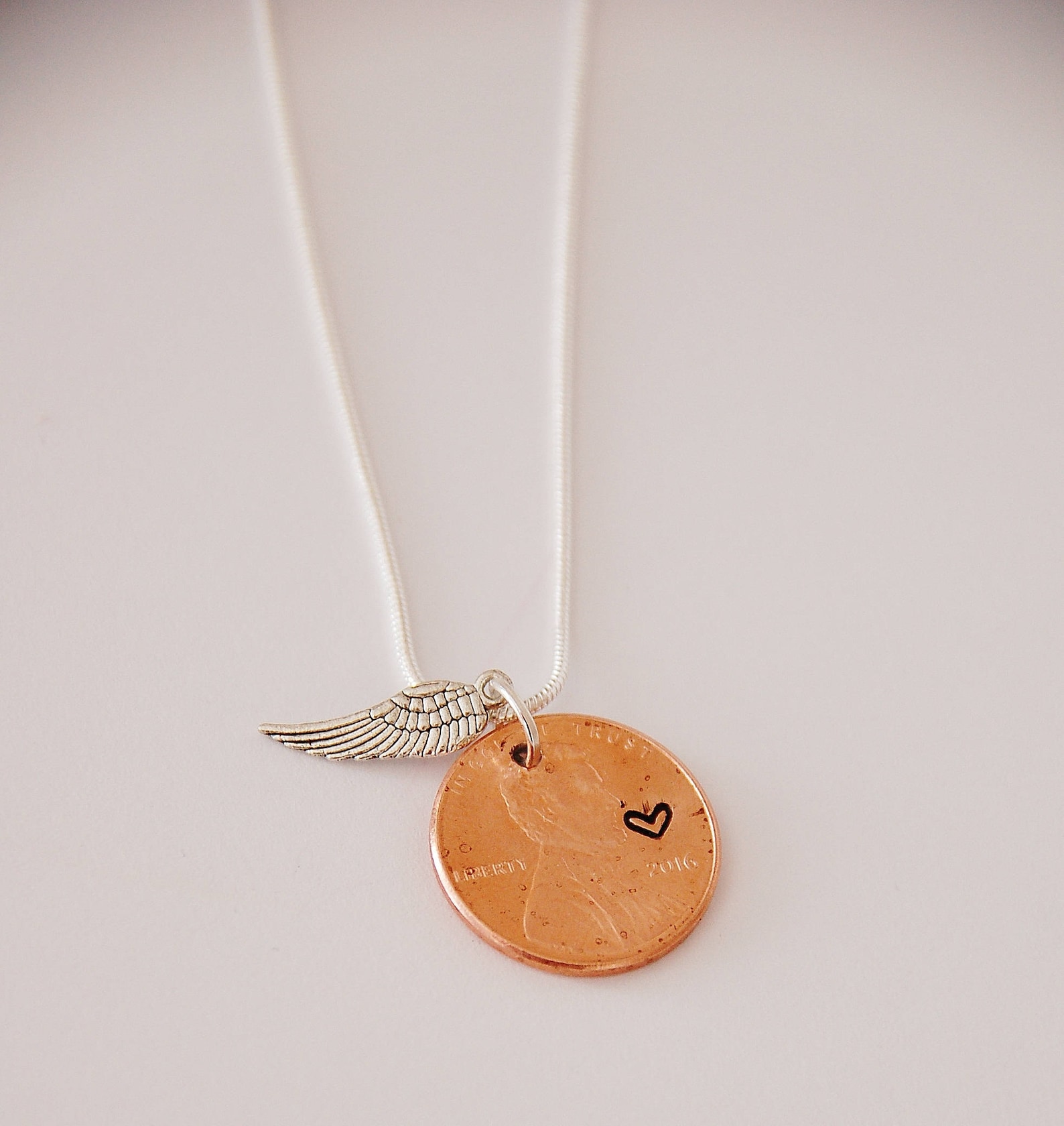 Pennies From Heaven Penny Necklace Angel Wing Memorial - Etsy