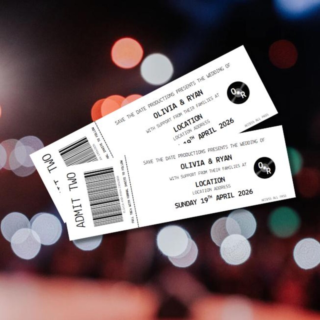 Editable Concert Ticket Save the Date Template - Etsy