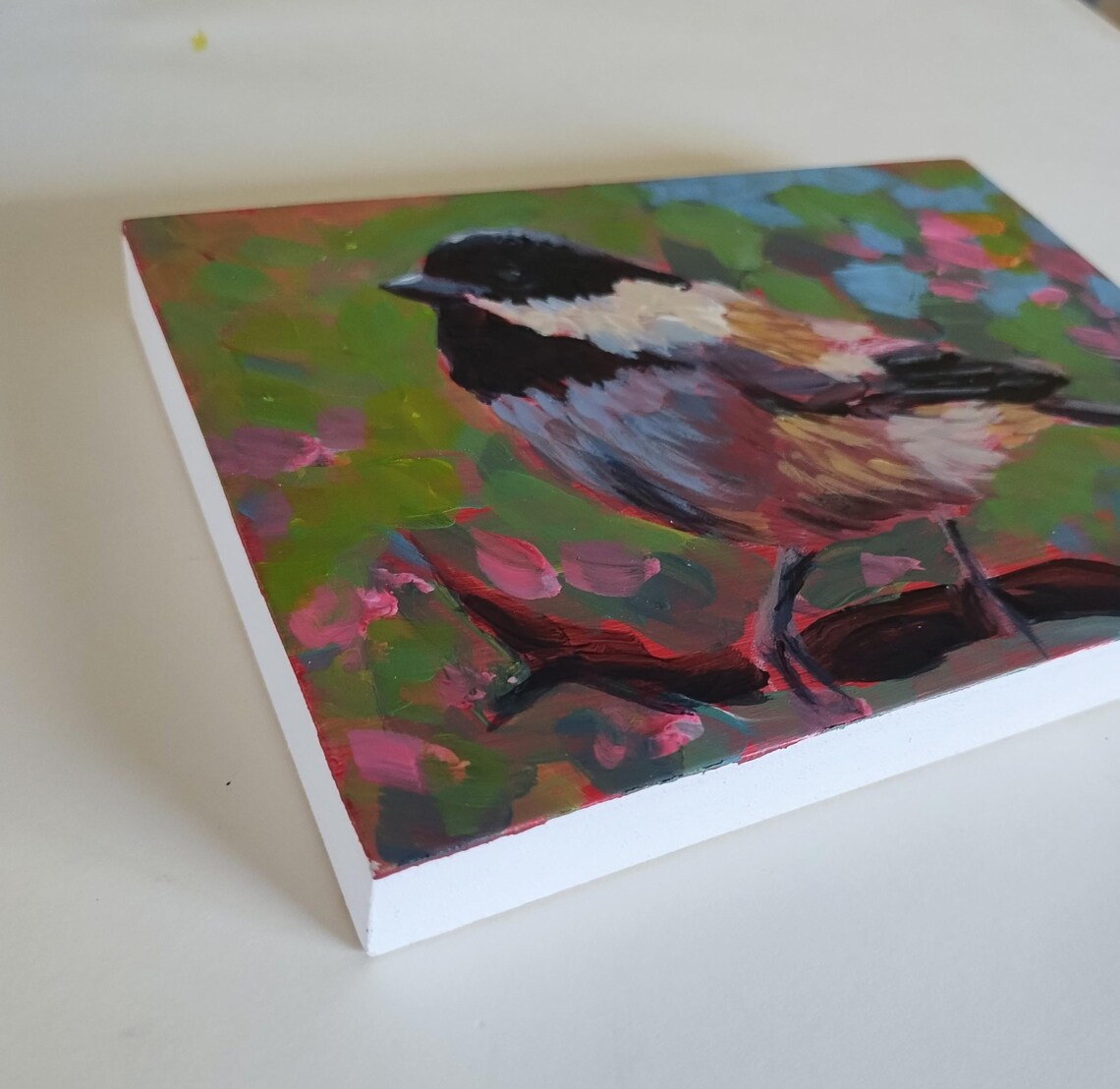 Bird Art Chickadee Painting - Etsy