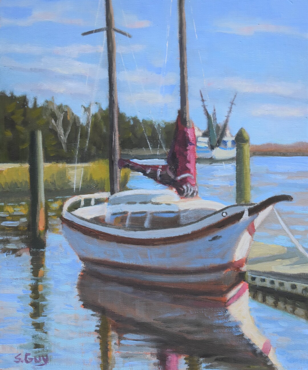 Plein Air Oil Painting Low Country Sailboat Coastal Art - Etsy