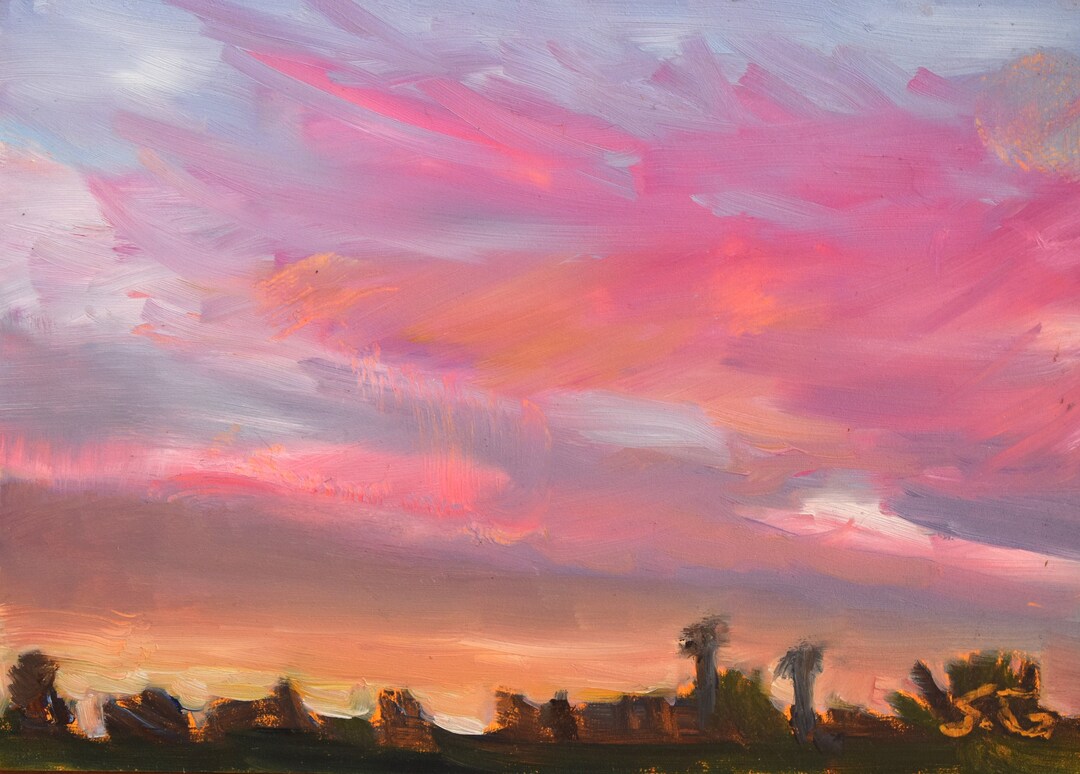 Original Impressionist Plein Air Oil Painting Florida Sunset Coastal ...