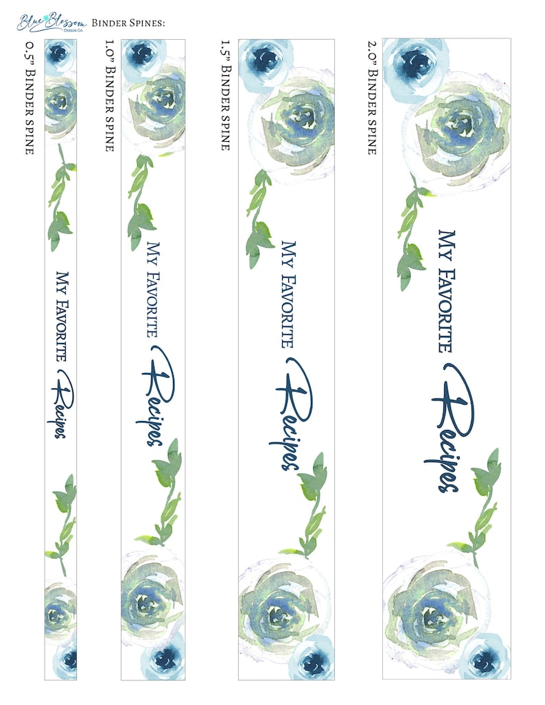 Blue Rose Recipe Cards, Cover and Dividers - Etsy