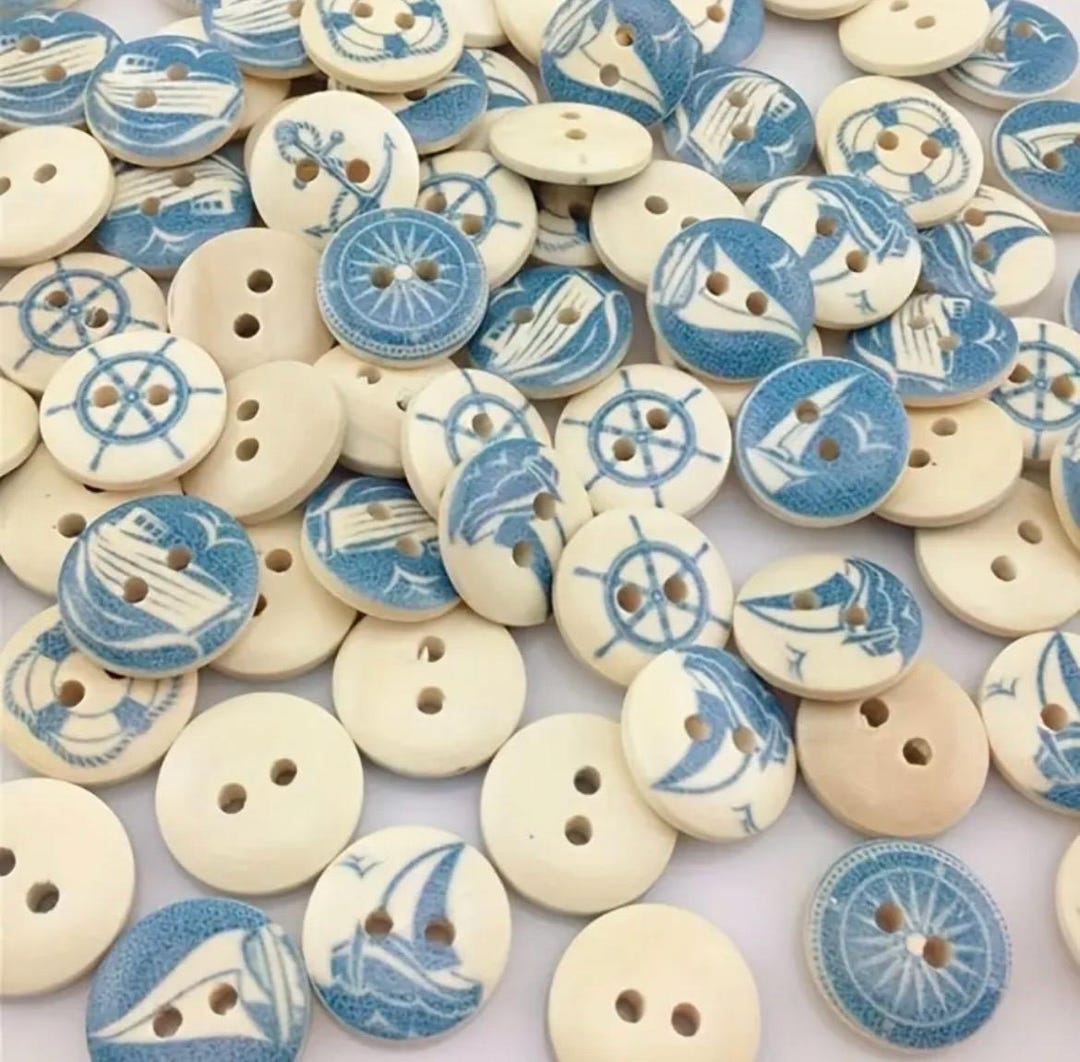 Nautical Wooden Buttons | 15mm Maritime Craft Supplies (10 Pcs) - Etsy