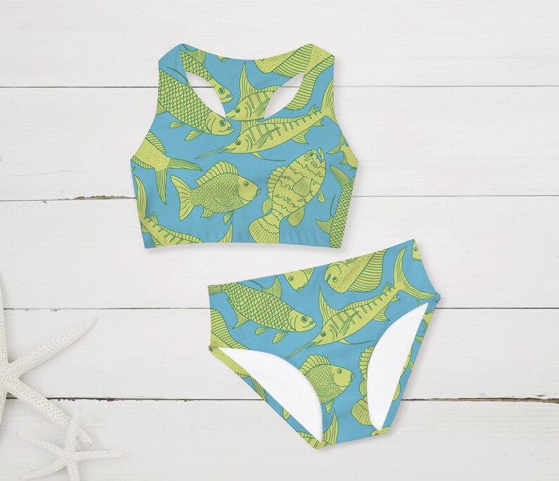 Fish Pattern Fabric Seamless Ocean Design Blue Coastal Print Underwater ...