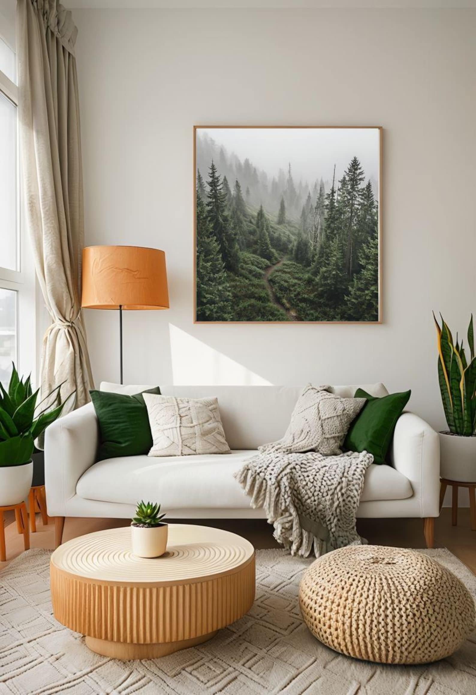 Misty Evergreen Forest Path Printable Wall Art | Nature-inspired ...