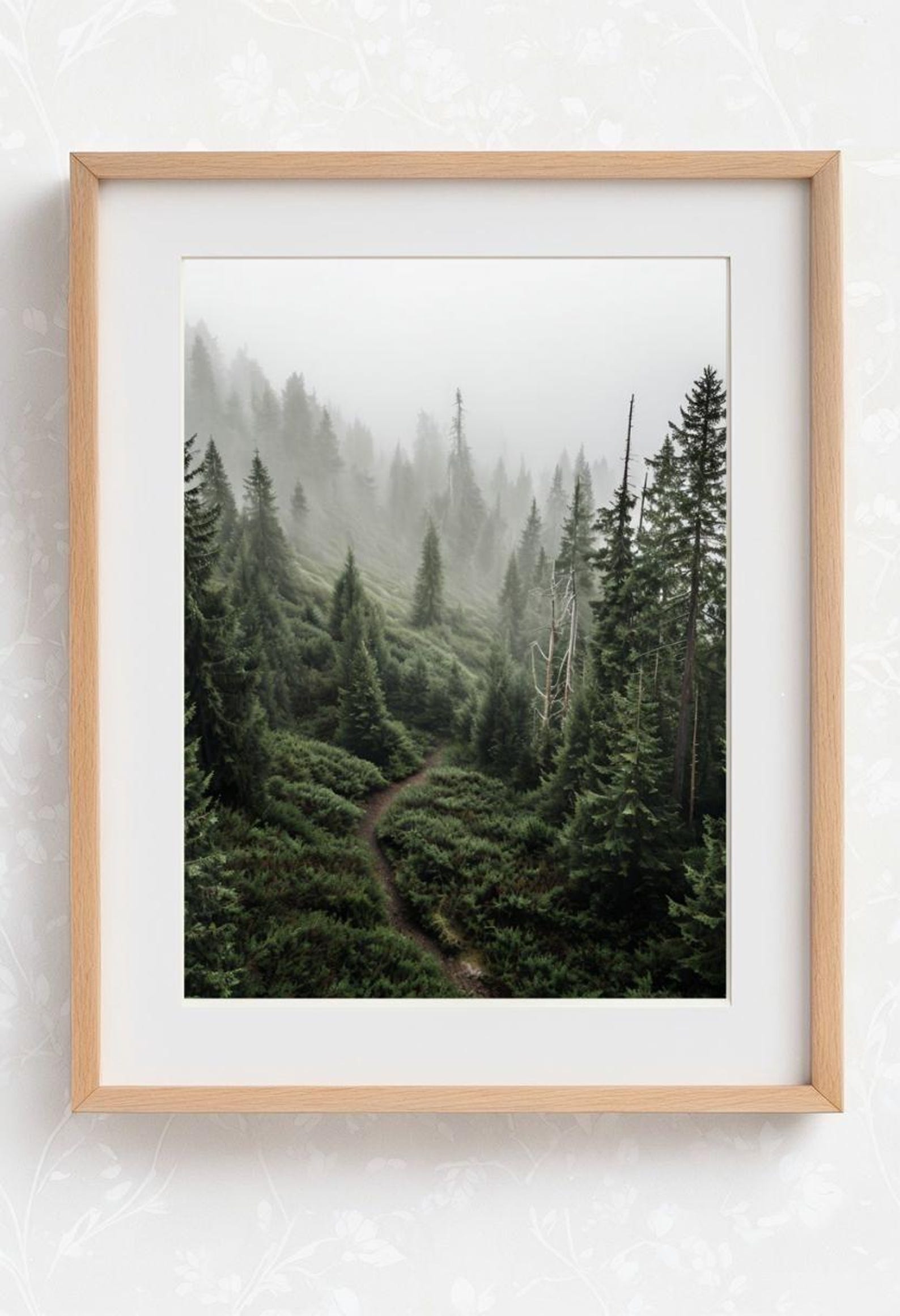 Misty Evergreen Forest Path Printable Wall Art | Nature-inspired ...