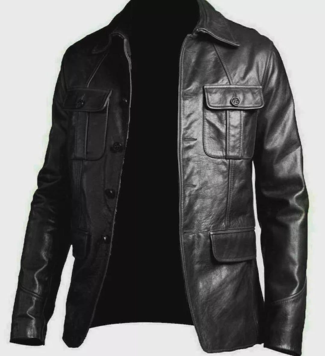 Blazer Coat Biker Black Motorcycle Bomber Men's Vintage Top Real ...
