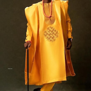 Debo Men Orange Outfit/3 Piece Set/african Men Clothing/senator Suit ...