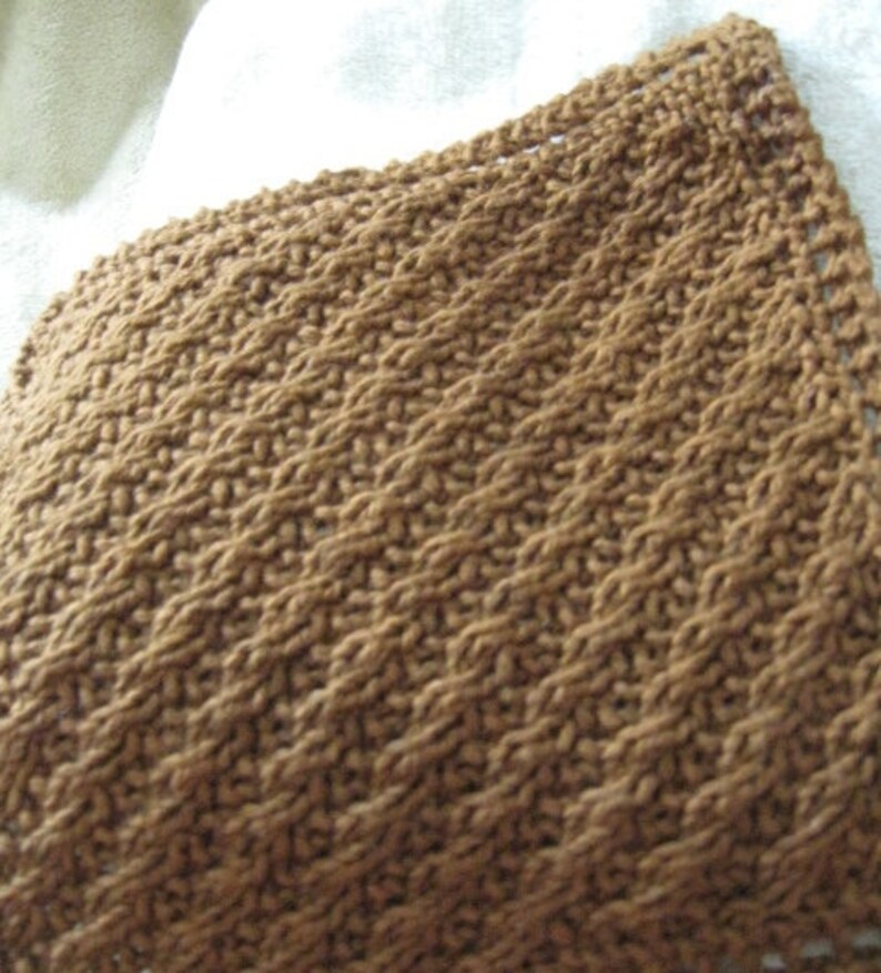 Knit Washcloth Pattern..cable Weave on Diagonal With Eyelet Border - Etsy