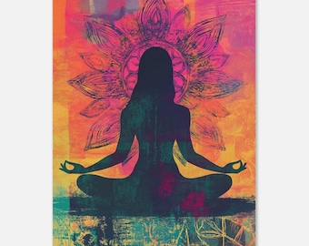 Art Meditation Yoga Colorfull Print Sunset Calming Poster Digital ...