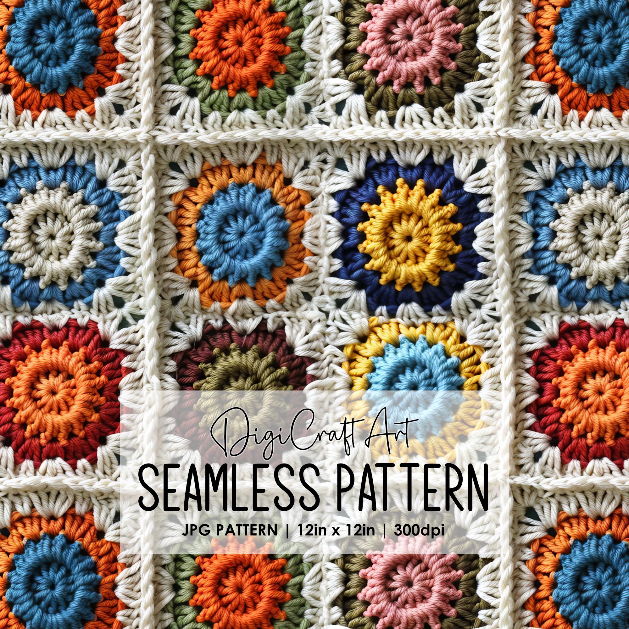 Crochet Granny Squares Seamless Pattern File Repeat Print for Fabric ...