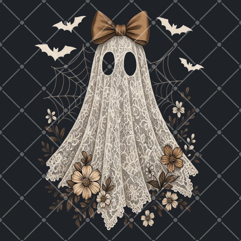 Cute Lace Ghost PNG | Boo in Boojee Sublimation Design | Halloween Bow ...