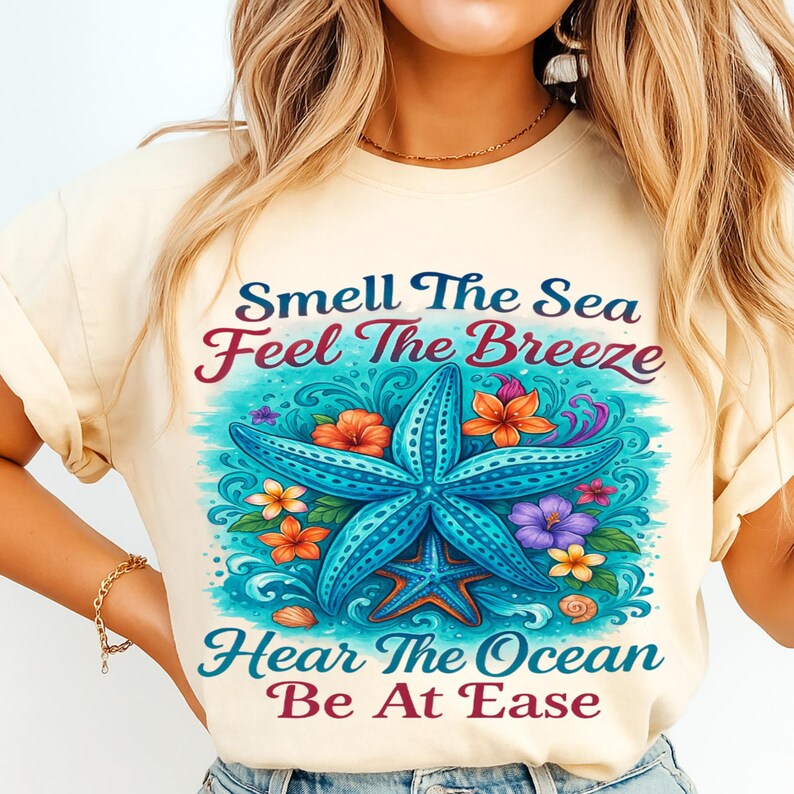 Beach Starfish PNG | Smell the Sea Quote | Tropical Ocean Digital ...