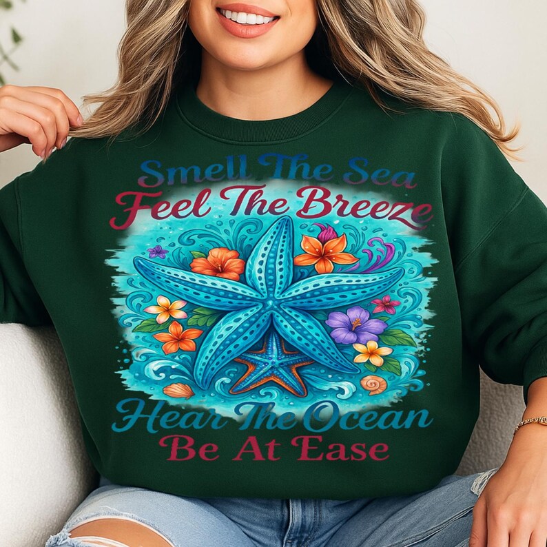 Beach Starfish PNG | Smell the Sea Quote | Tropical Ocean Digital ...