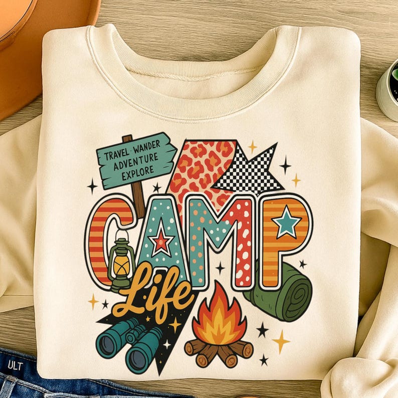 Preppy Camp Life PNG, Camping Mode PNG Download | Retro Summer Camp ...