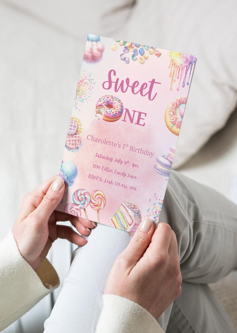 Sweet One Birthday Invitation Template | First Birthday Party Invite ...