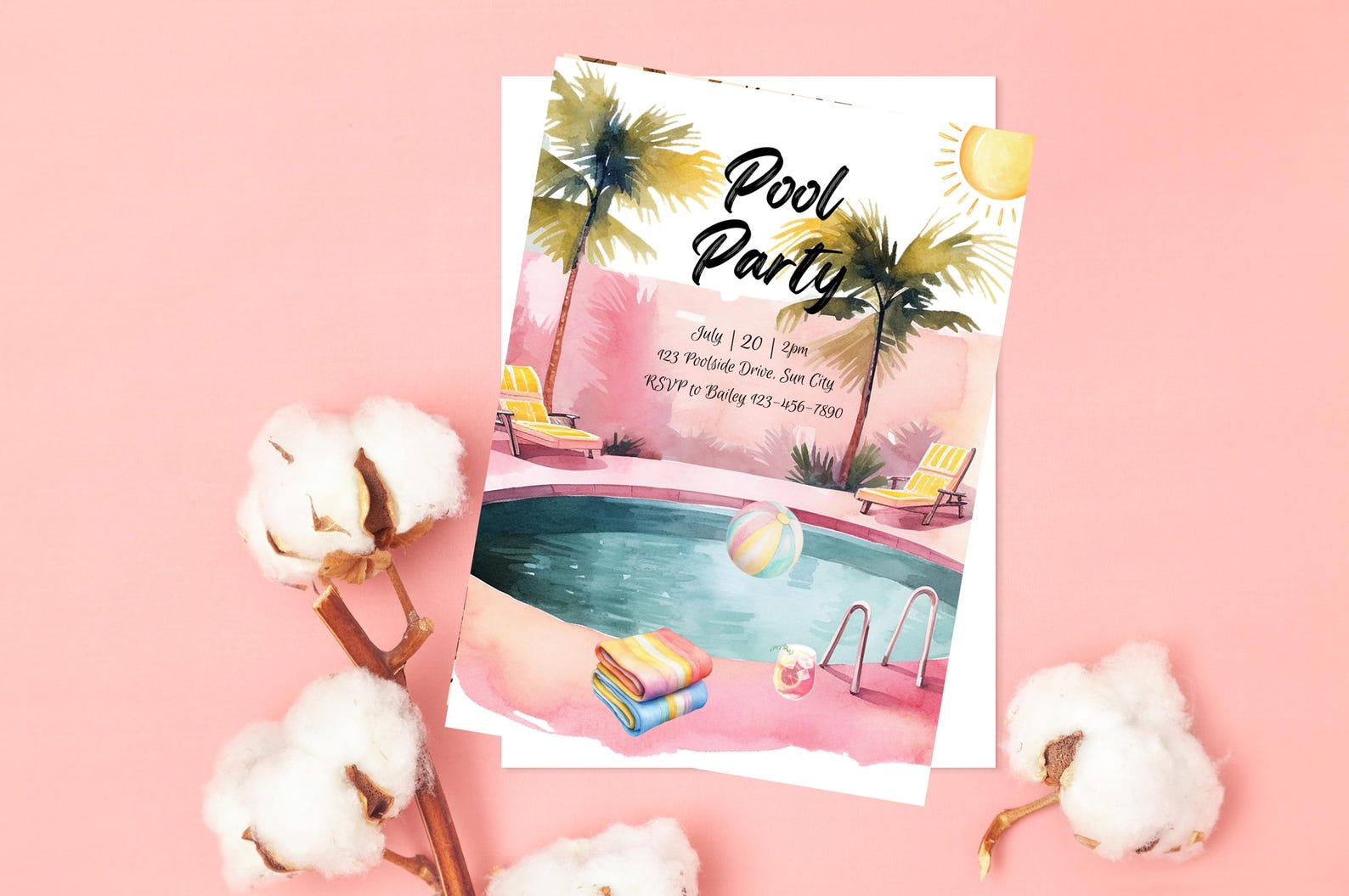 Pool Party Invitation | Editable Summer Invite | Printable PDF & Canva ...