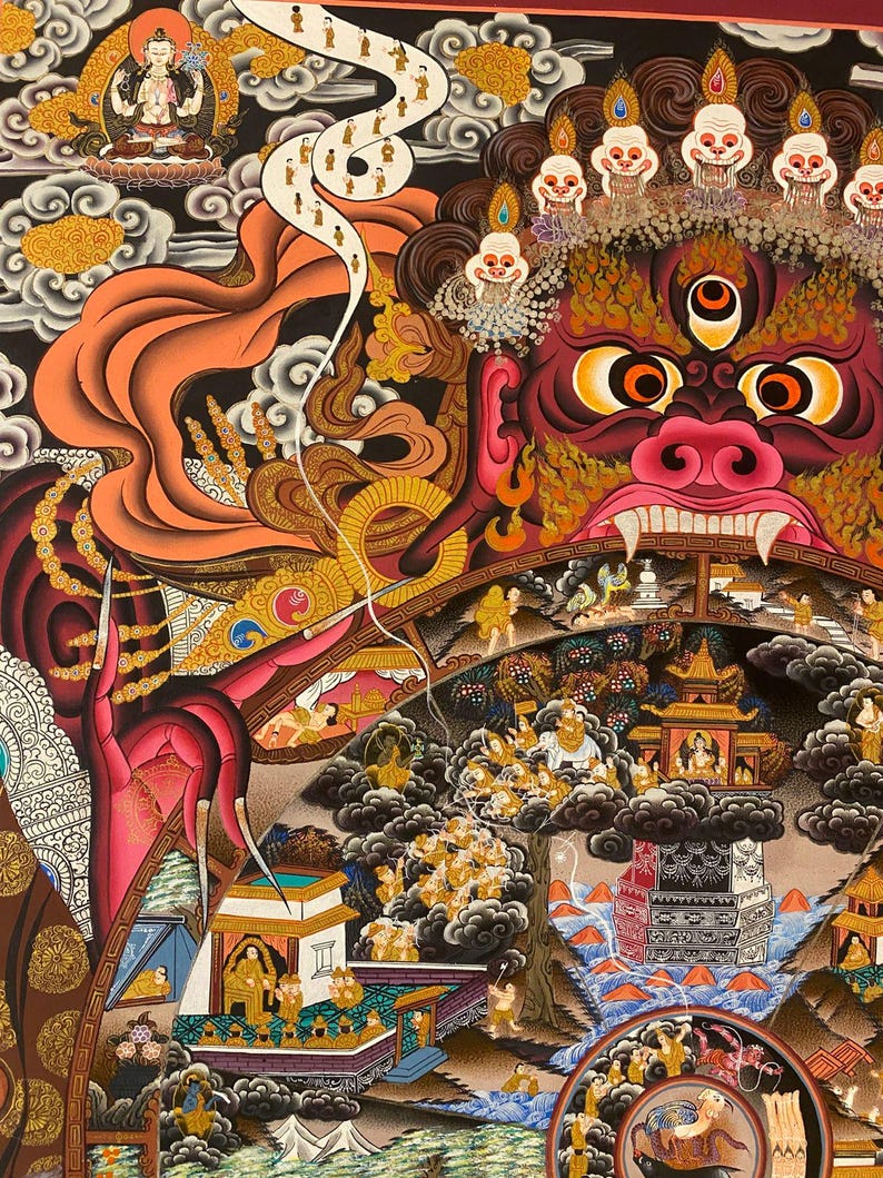 Handpainted Riduk Mandala Thangka Tibetan Buddhist Wall Art Traditional ...