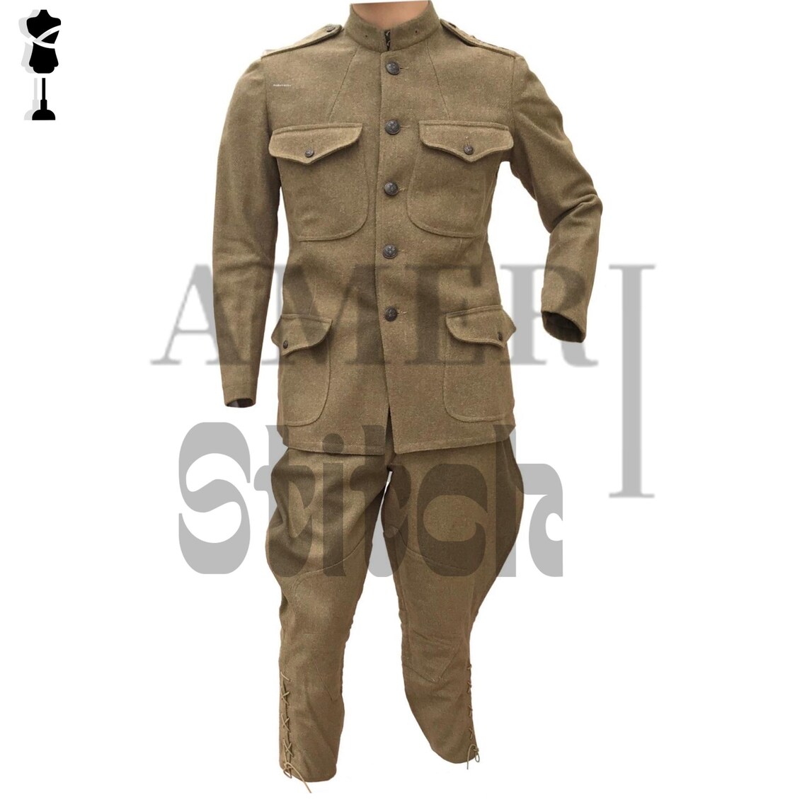 US Army M1917 Service Uniform, Military Tunic Jacket, 1917 Army Service ...