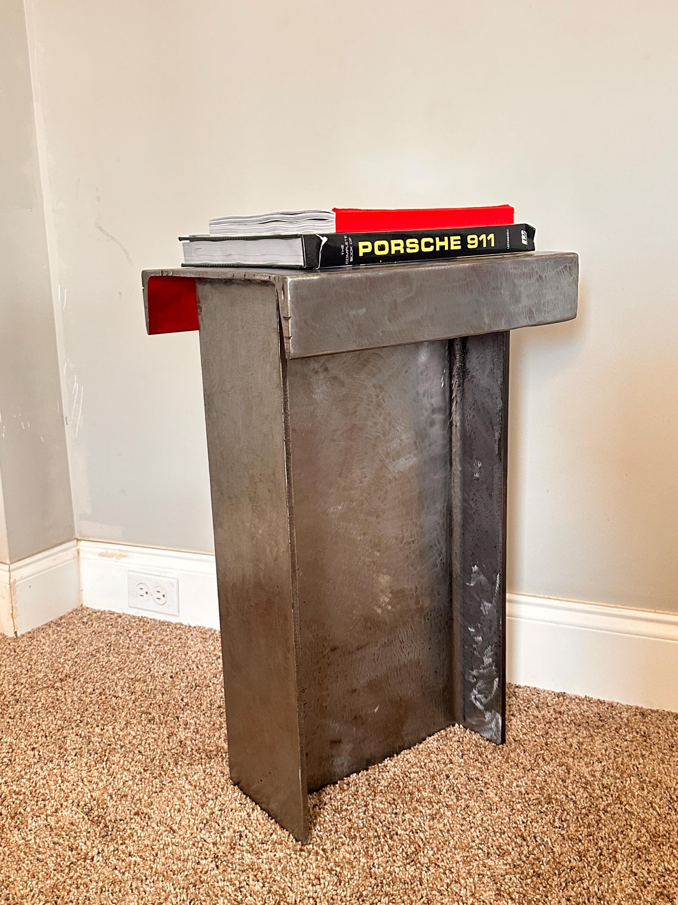 Brutalist End Table Industrial Modern Heavy Duty Welded Steel ...
