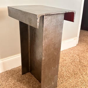 Brutalist End Table Industrial Modern Heavy Duty Welded Steel ...