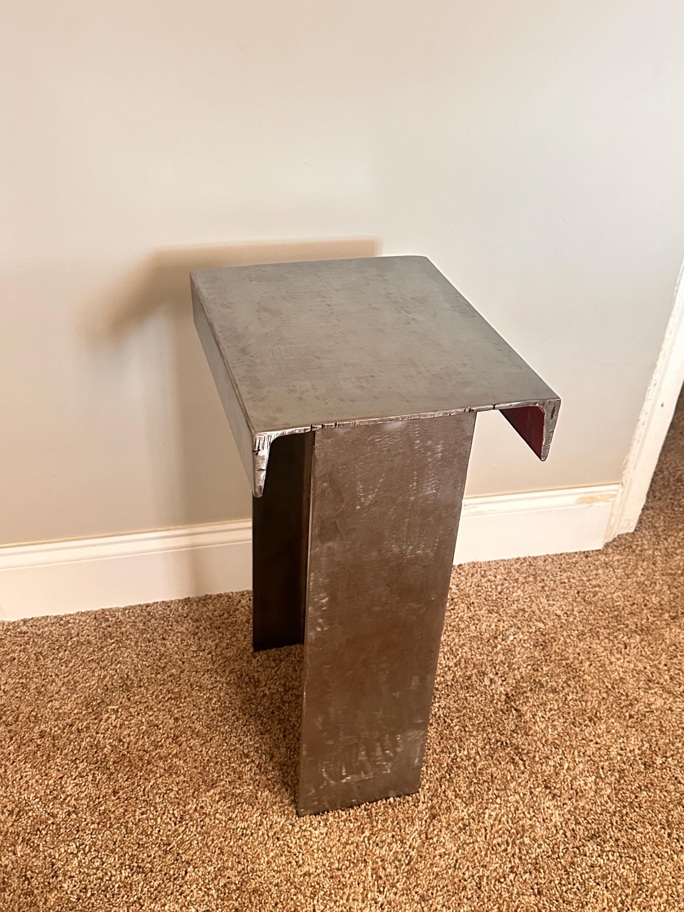 Brutalist End Table Industrial Modern Heavy Duty Welded Steel ...