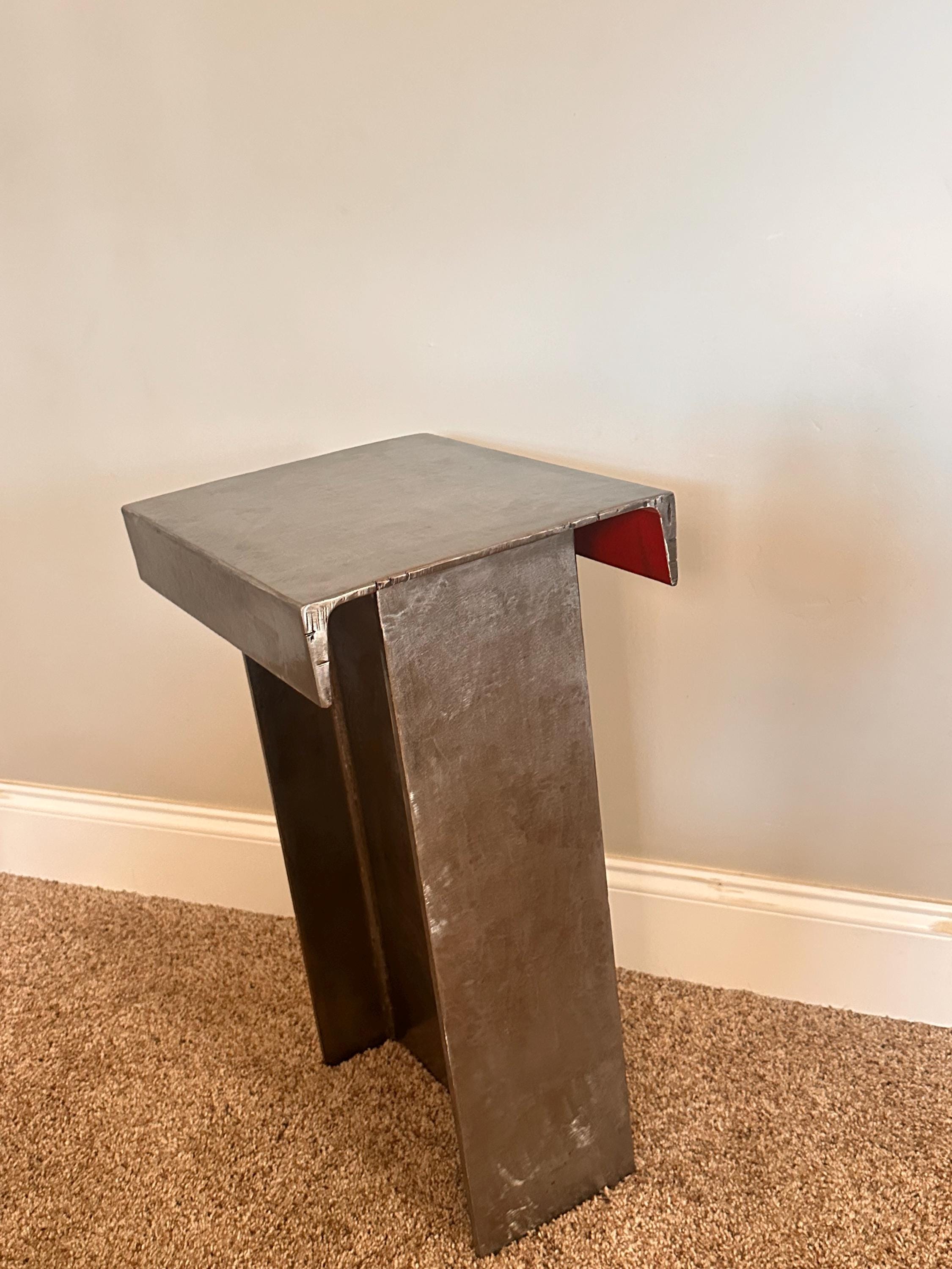 Brutalist End Table Industrial Modern Heavy Duty Welded Steel ...