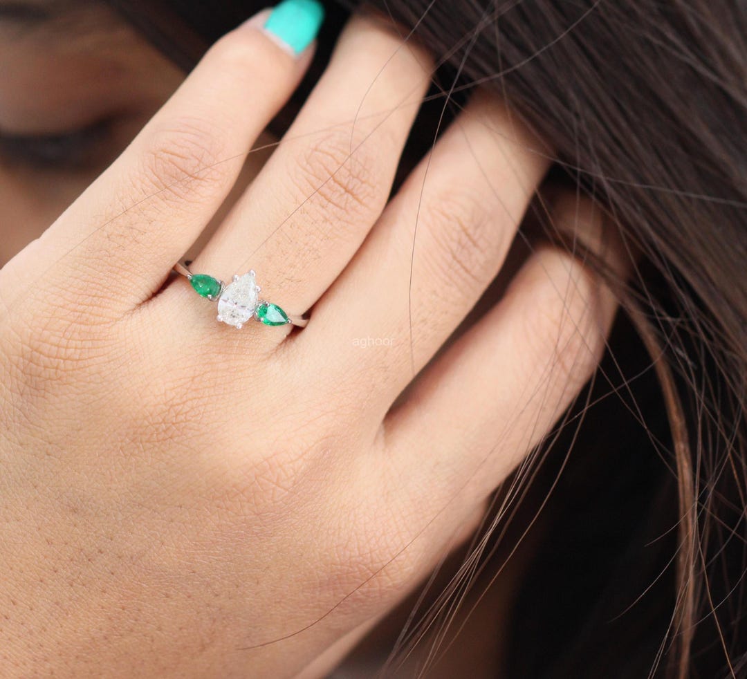 14K White Gold Diamond Three-stone Women Ring Lab Created VVS/E-F - Etsy