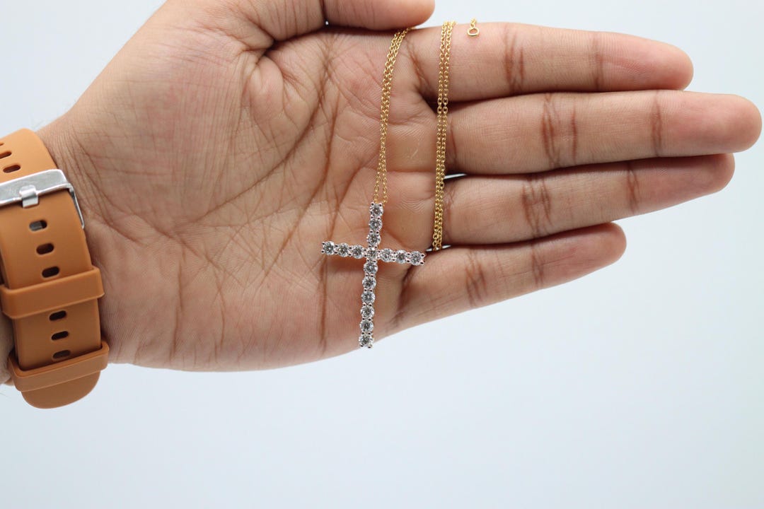 14K Yellow Gold Diamond Prong Set Pendant Lab Created VS/E-F - Etsy