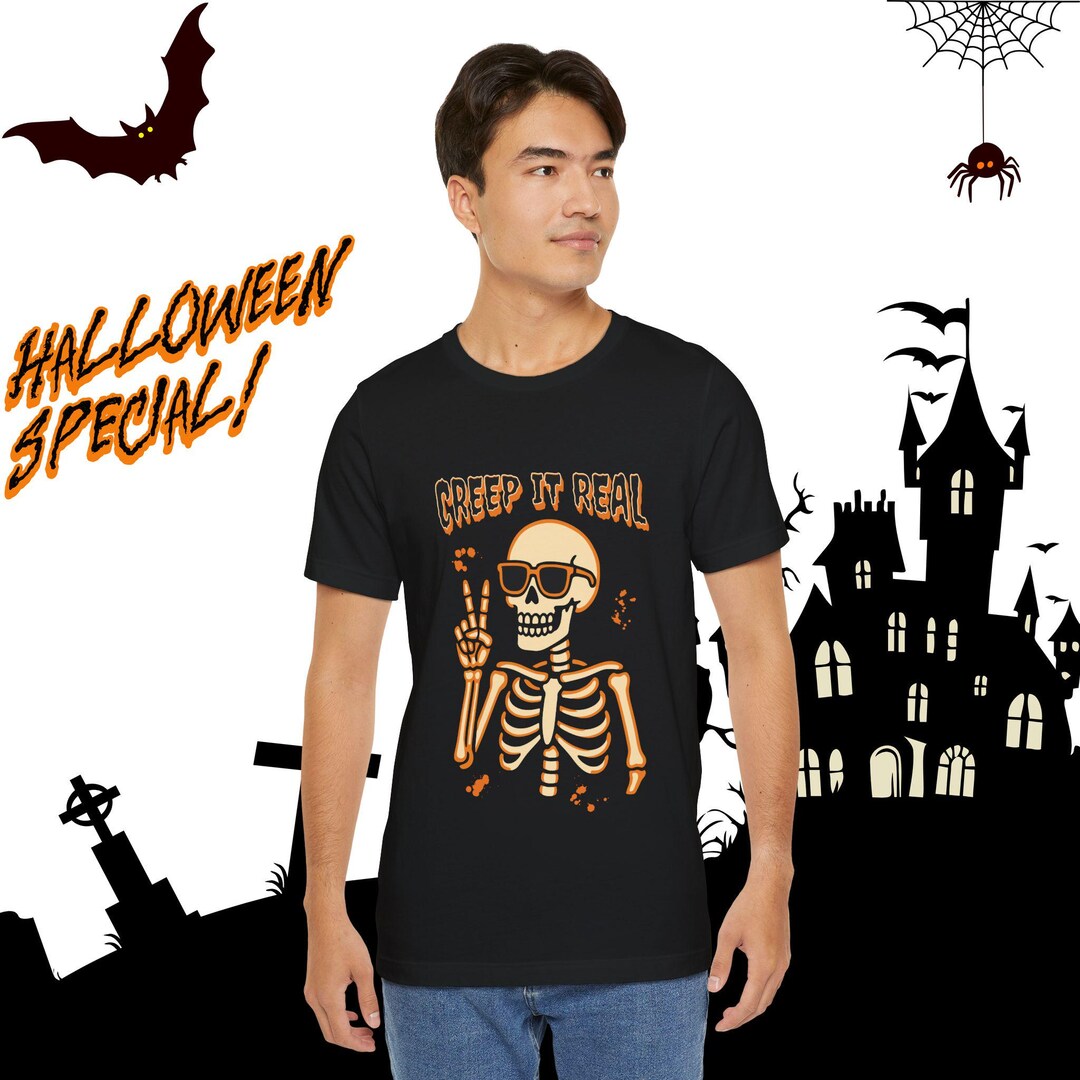 Creep It Real Skeleton Tee - Funny Halloween Shirt, Spooky Fall T-shirt ...