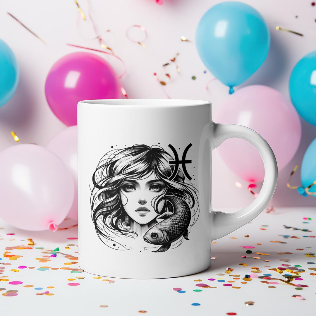 Zodiac Designs and Traits Mug, Pisces Sign, Birthday Gift, Friends ...