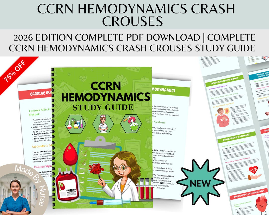 CCRN Hemodynamics Study Guide | Critical Care Nursing (digital Download ...