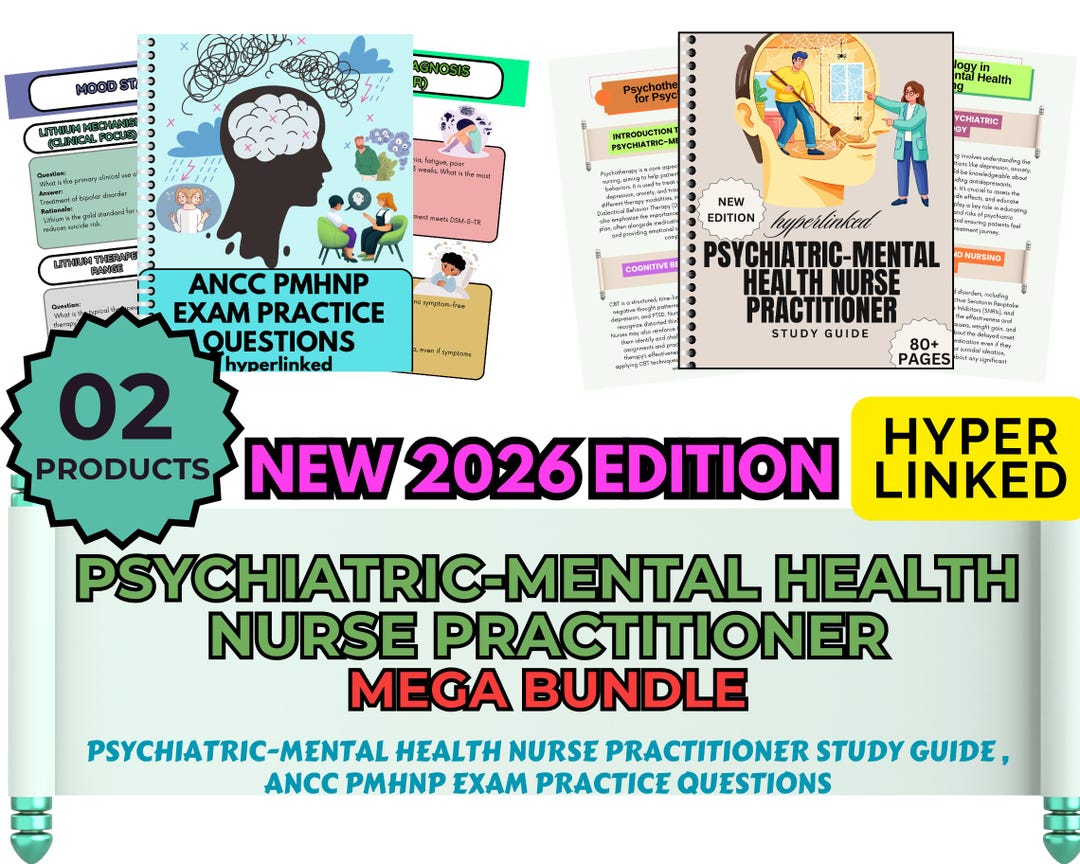 PMHNP Exam Prep Bundle: ANCC Practice Questions & Psychiatric Mental ...