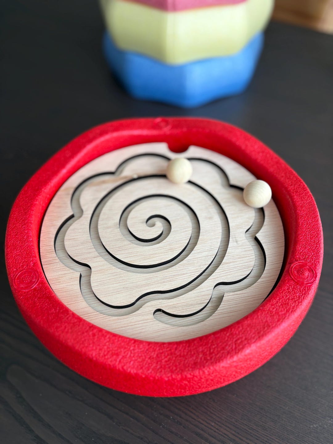 Wooden Stacking Stone Insert With Flower Spiral | Stacking Stone ...