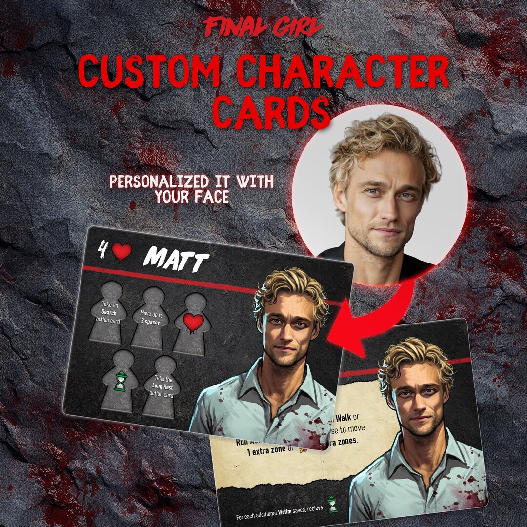 Final girl Custom Playing Cards for Board Game - Unique Character ...