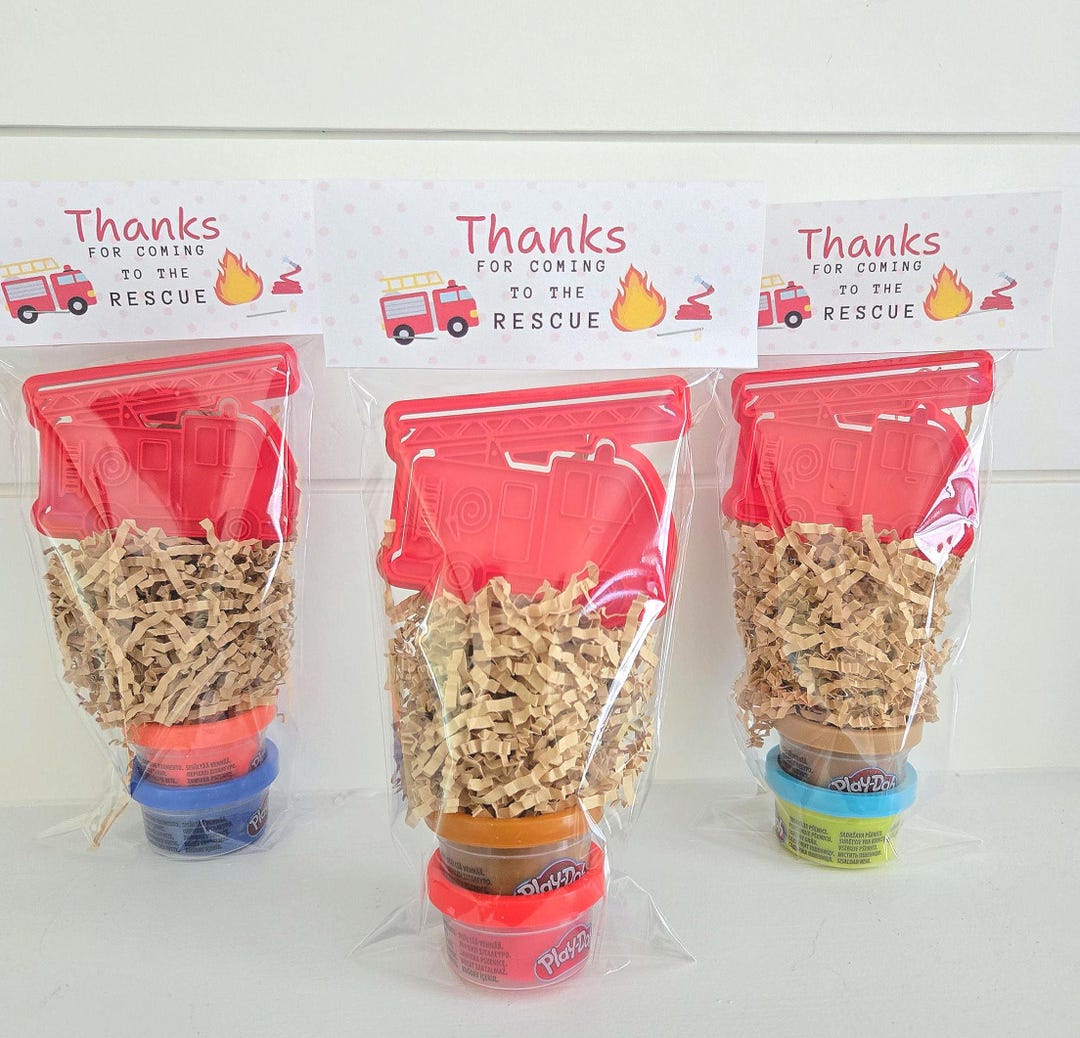 Firefighter Playdough Party Favor | Firetruck Cutter & Play-doh - Etsy