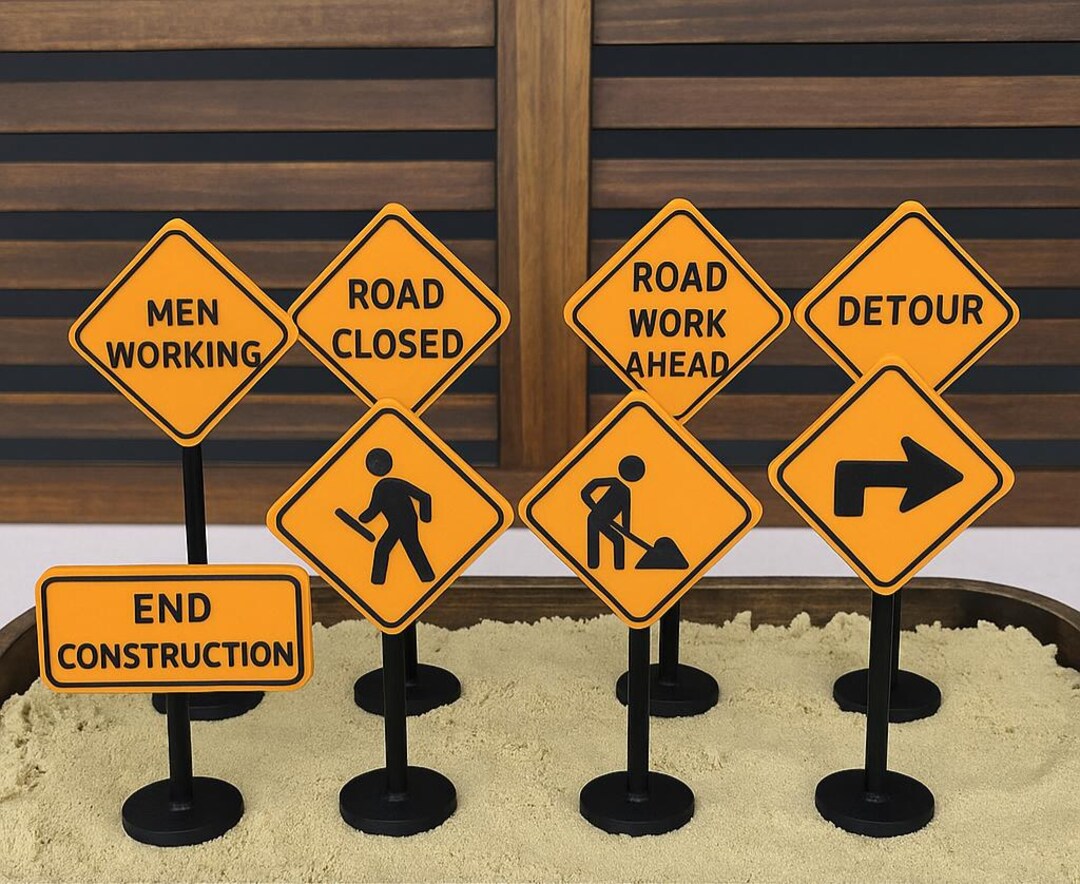Construction Party Sign Set – 8-pack Road Work Signs for Construction ...