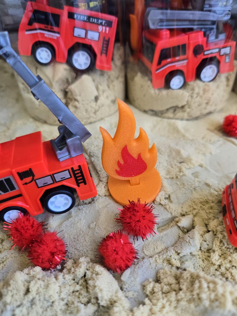 Firefighter Party Favor Kit With Kinetic Sand Fireman Birthday Favor ...