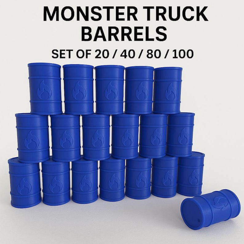 3D Printed Monster Truck Barrels – Blue Stunt Obstacle Course - Etsy