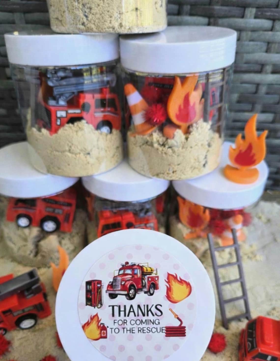 Firefighter Birthday Party Favor Kit With Kinetic Sand Fireman Birthday ...