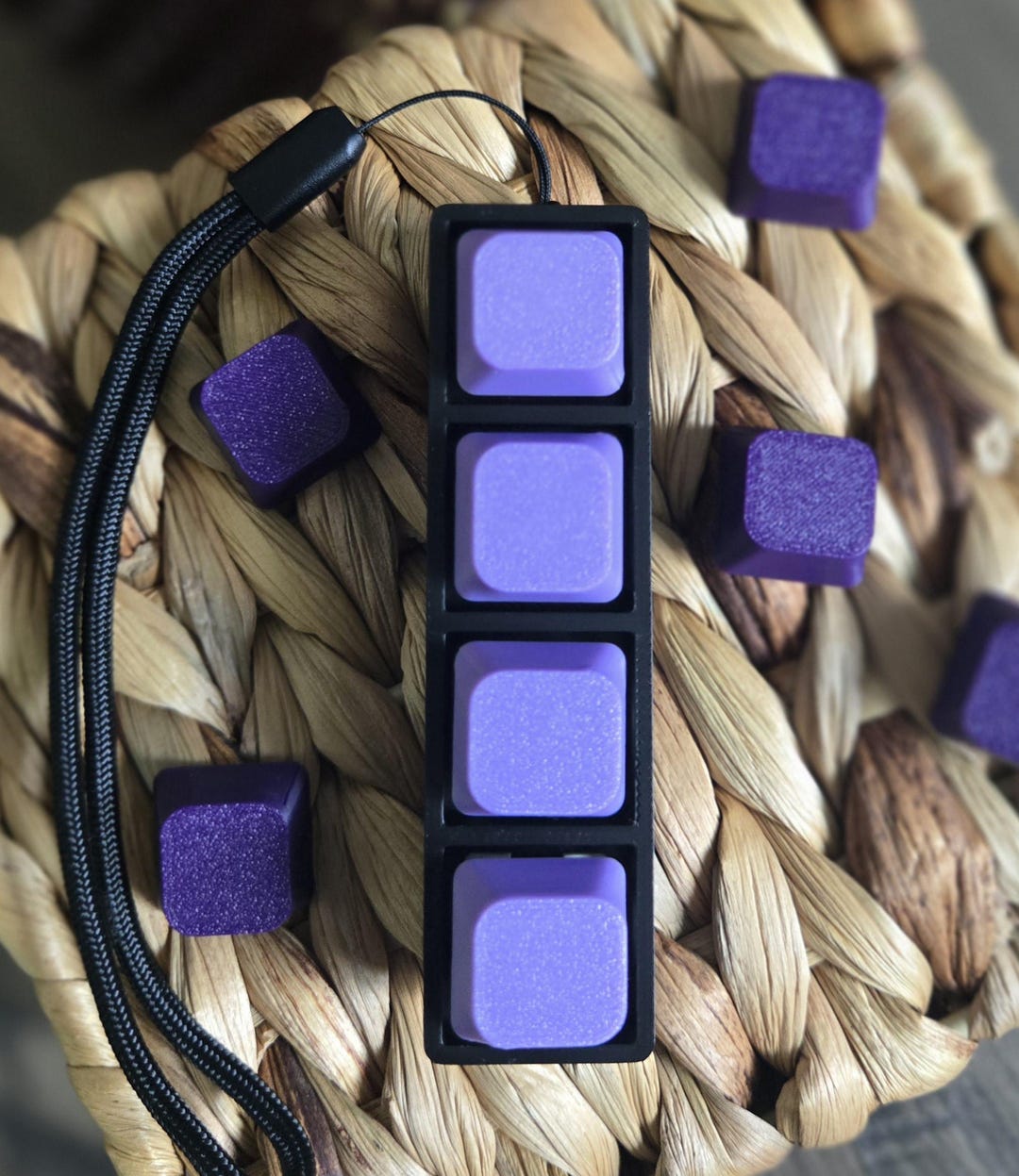 Purple Fidget Toy Clicker- W/ Strap, Keyboard Switch, ASMR Fidget ...