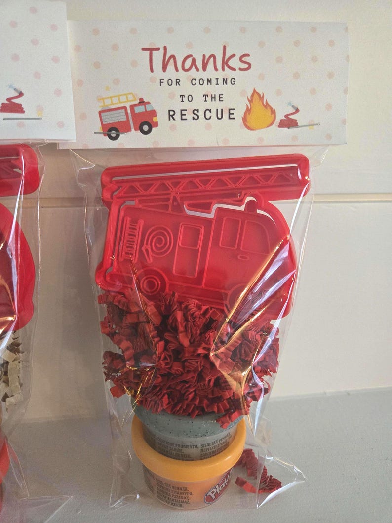 Firefighter Playdough Party Favor | Firetruck Cutter & Play-doh - Etsy
