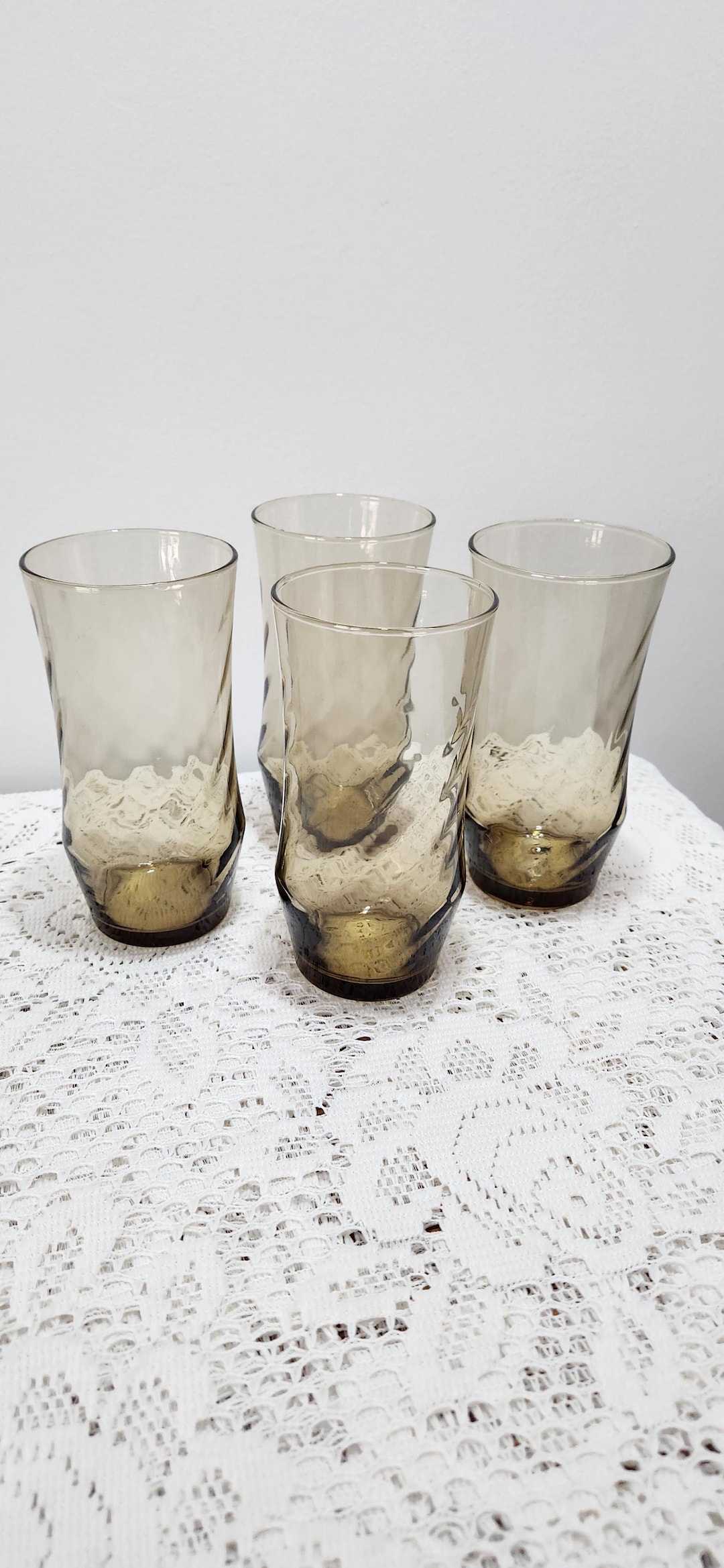 Vintage Libbey Swirl Tumblers 17oz. Set of 4 Smoky Amber Color. 6"x3 ...