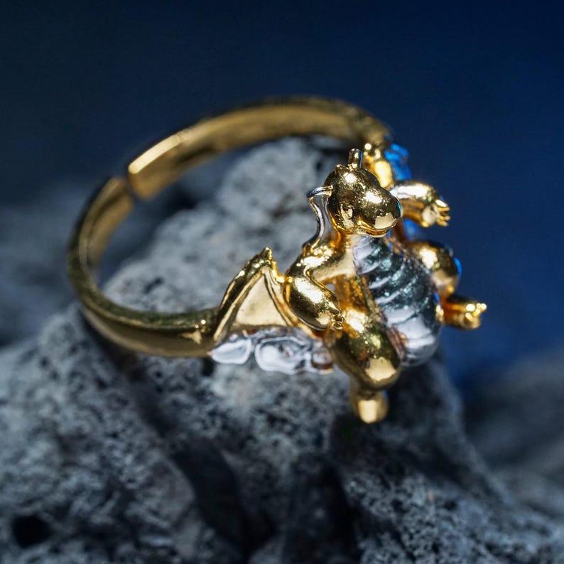 EXCLUSIVE Fanmade Dragonite Ring – Handmade 950 Silver & Gold-plated ...