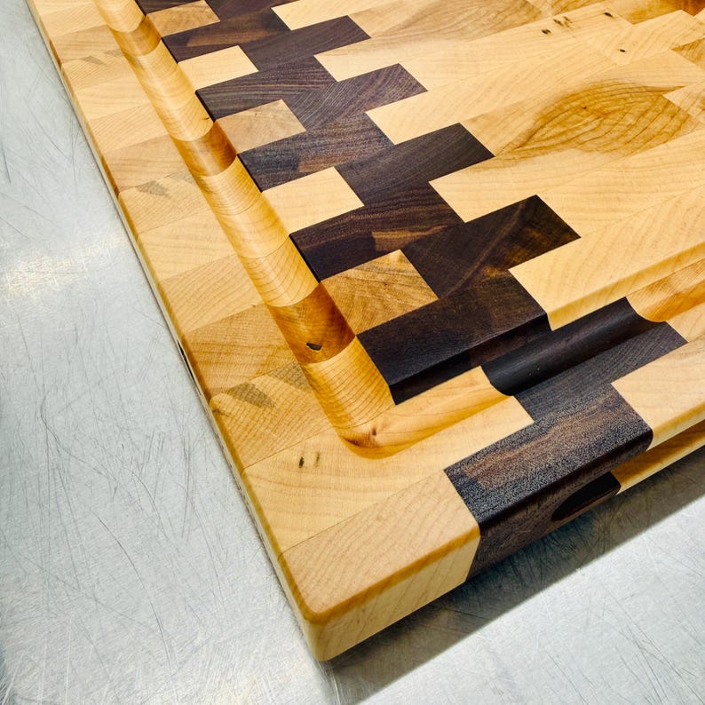 Maple Cutting Board With Walnut Accent - Butcher Block by Black Wolf ...