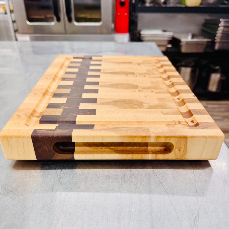 Maple Cutting Board With Walnut Accent - Butcher Block by Black Wolf ...