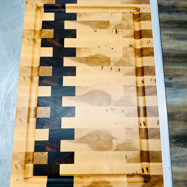 Maple Cutting Board With Walnut Accent - Butcher Block by Black Wolf ...
