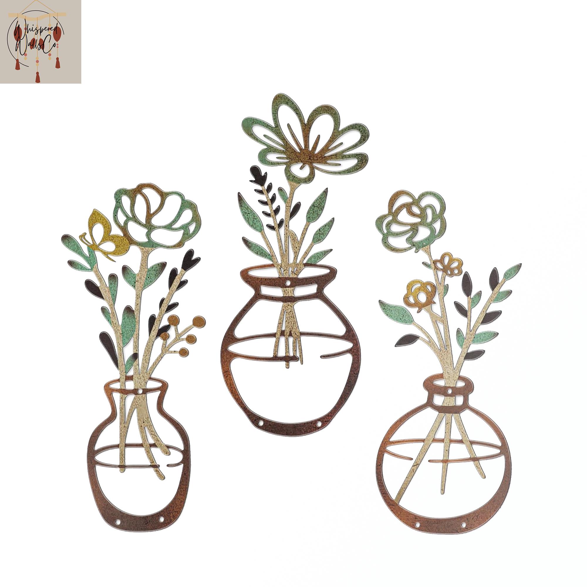 Rustic Metal Flower Wall Art: Boho Minimalist Home Decor - Etsy